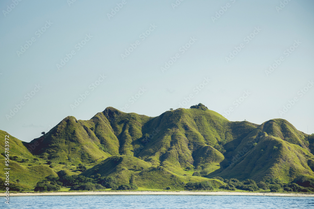 Rugged landforms along the ocean, Komodo National Park, East Nusa ...