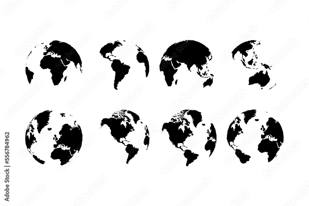 Earth Vector Icons - World Icon Set - Planet Earth - Globe - Continents ...
