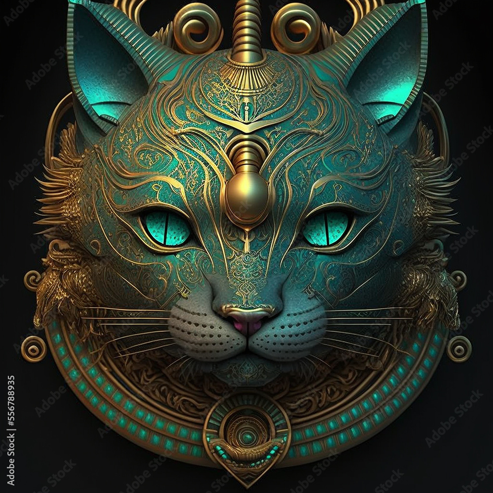 Ancient Egyptian cat, goddess of Egypt Stock Illustration | Adobe Stock