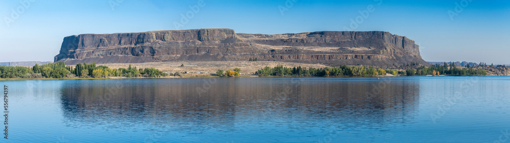 Steamboat Rock at Steamboat Rock State Park as seen from across Devils ...