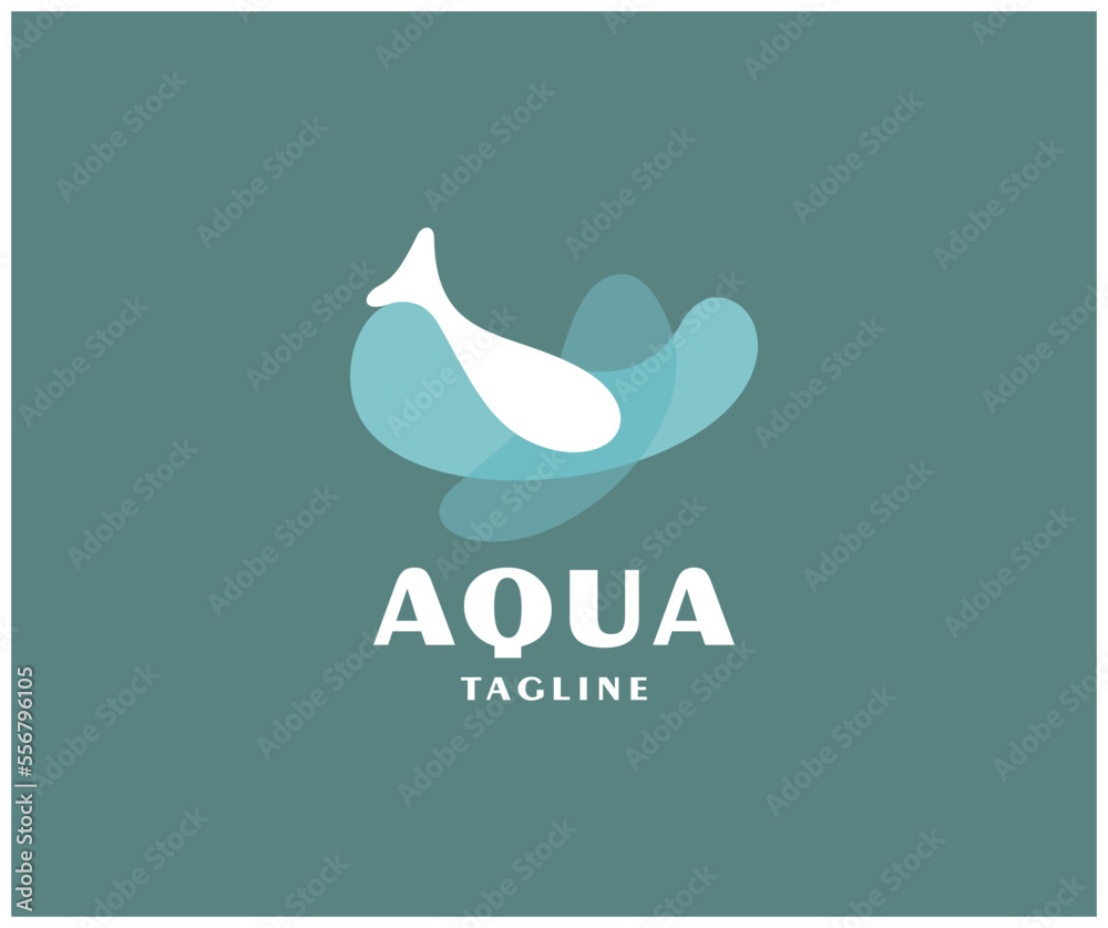 Sea life in water with waves logo design. Sea ecosystem, underwater ...