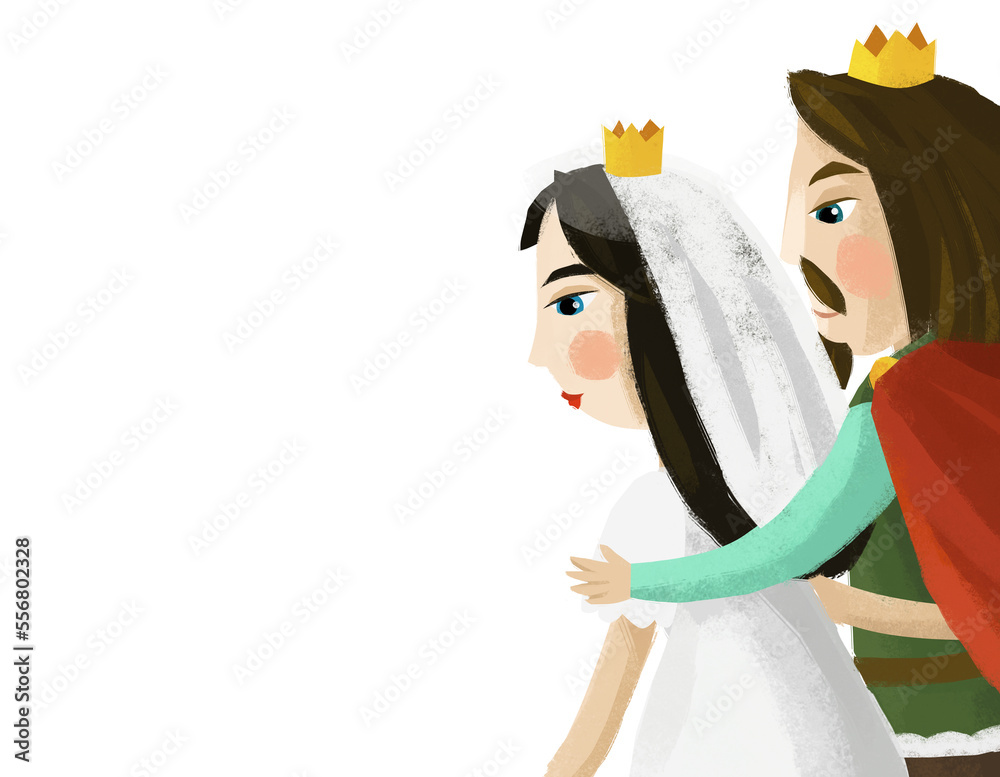 cartoon husband and wife king and queen illustration Stock Illustration ...