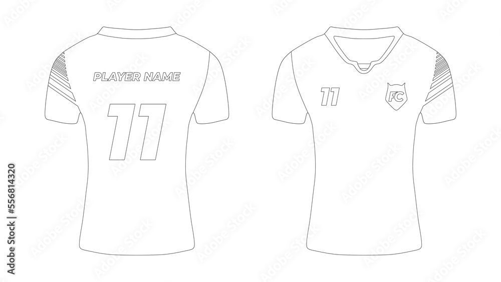 Sport T Shirt Outline Design Template Soccer Jersey Mockup For