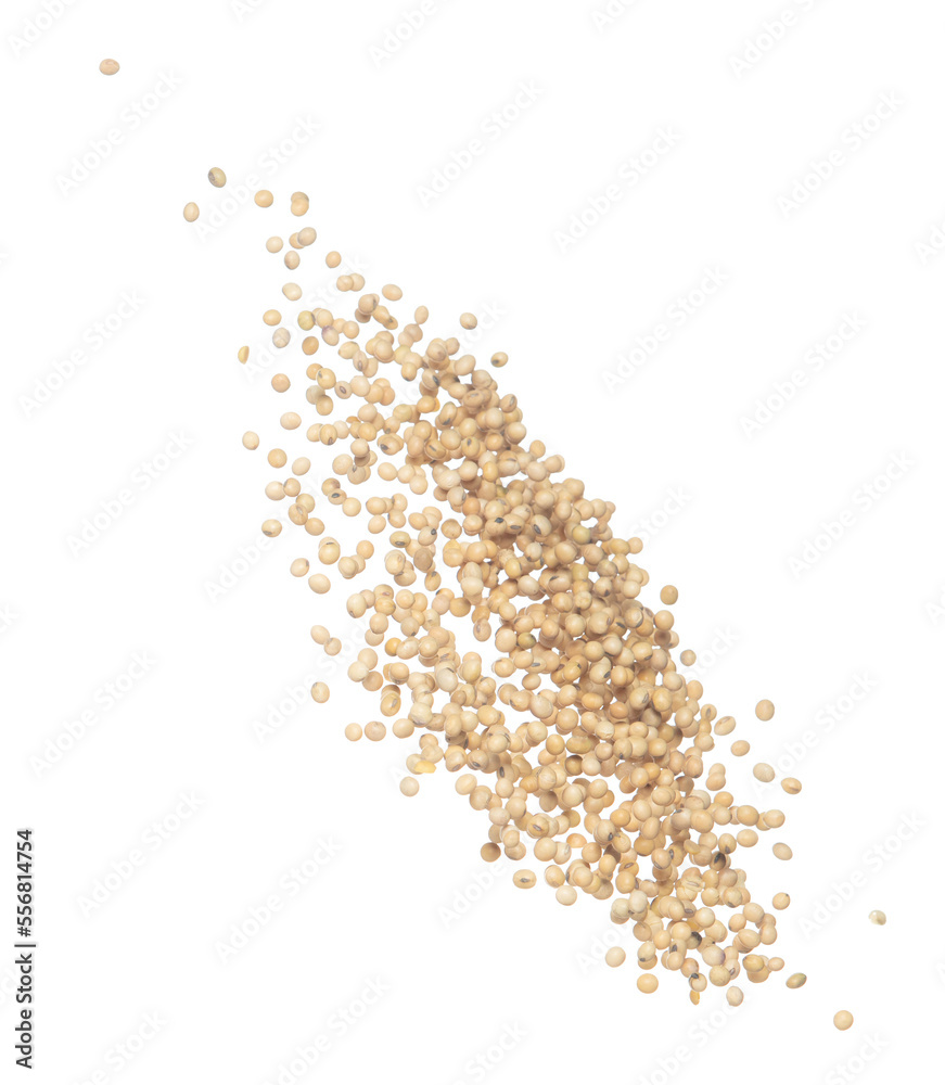 Soy Bean flying explosion, yellow grain beans explode abstract cloud ...