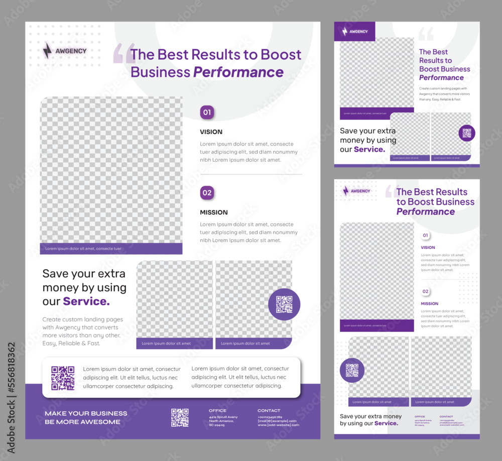 A Pack of Flyer Templates with A4 Size Flyer, Square feed Banner, And ...