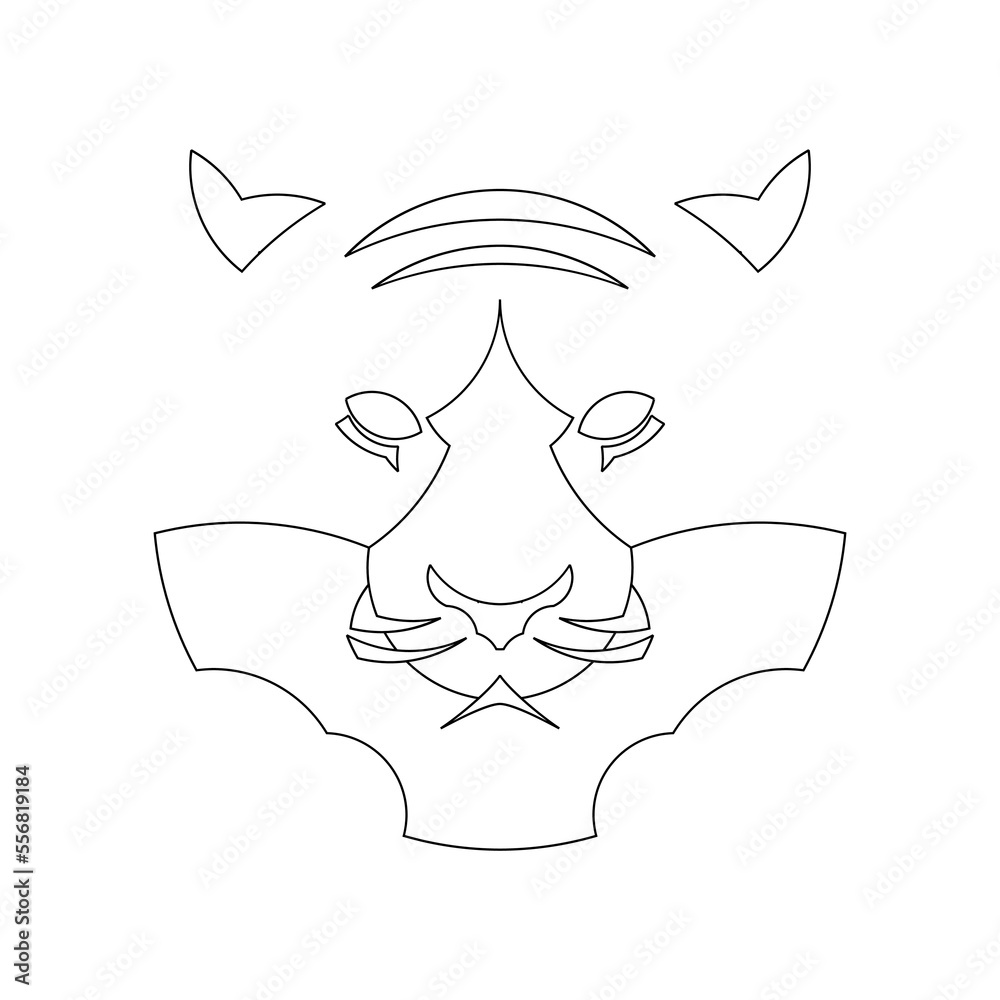 Vector illustration of Sumatran Tiger Head logo in outline sketch ...
