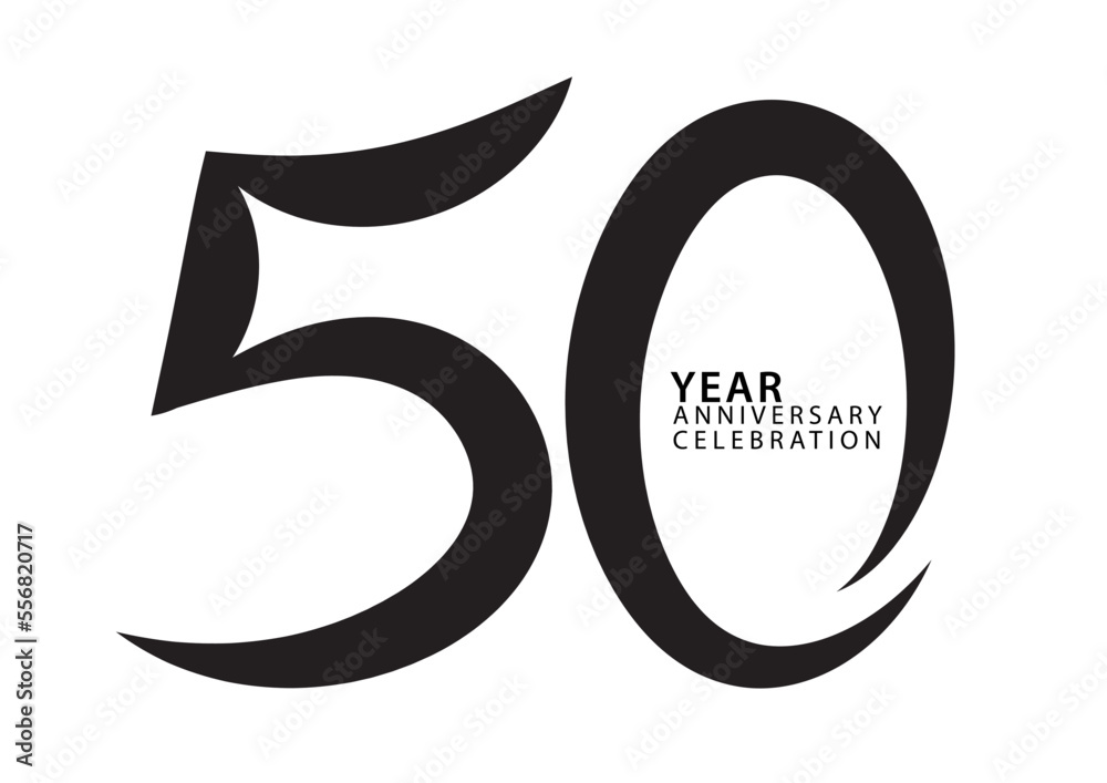 50 year anniversary celebration black color logotype vector, 50 number ...