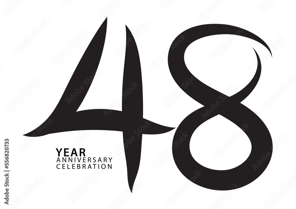 48 year anniversary celebration black color logotype vector, 48 number ...