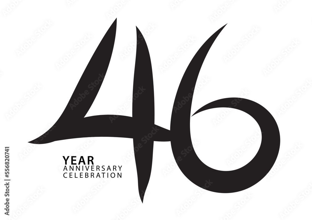 46 year anniversary celebration black color logotype vector, 46 number ...