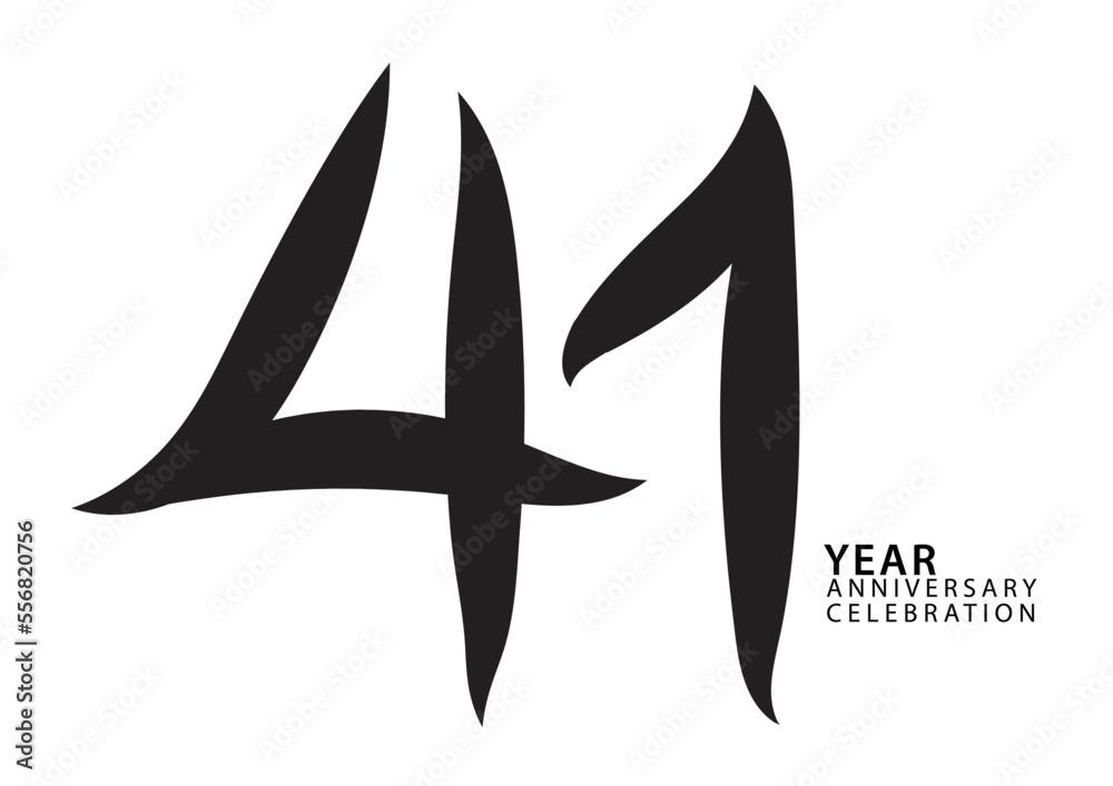 41 year anniversary celebration black color logotype vector, 41 number ...