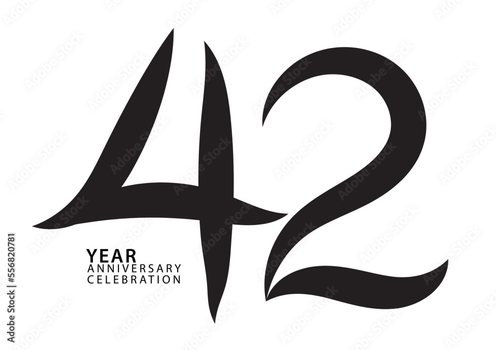 42 year anniversary celebration black color logotype vector, 42 number ...