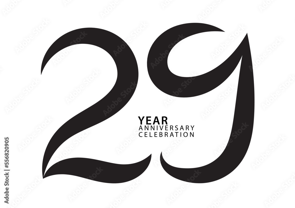 29 year anniversary celebration black color logotype vector, 29 number ...
