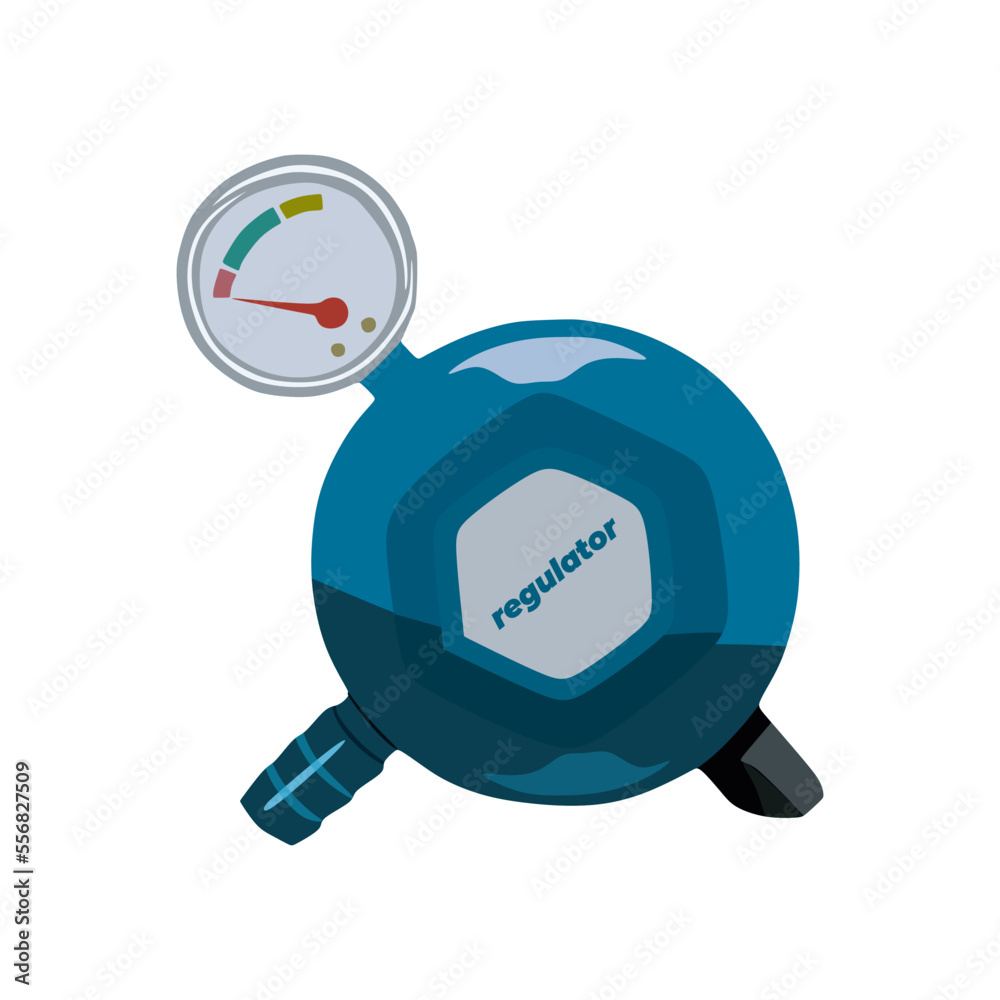 Vector illustration of gas regulator commonly used in kitchens, in flat ...