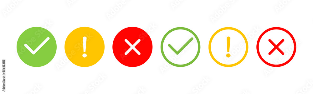 Checkmark icon and X. Icon for an application or website. Green and red ...