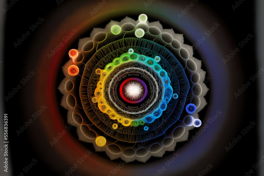 chakra diagram with psychic waves emanating from the chakras (AI ...