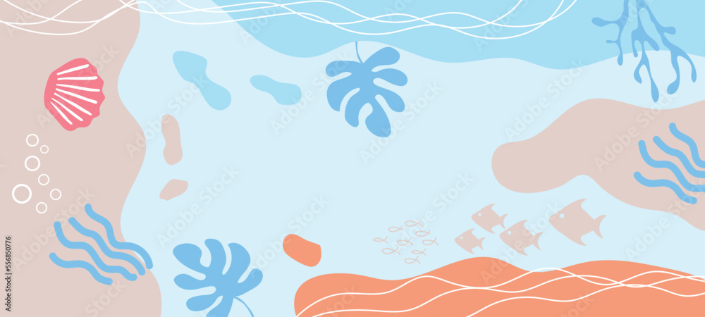 Beautiful sea underwater background. Marine sea bottom with underwater ...