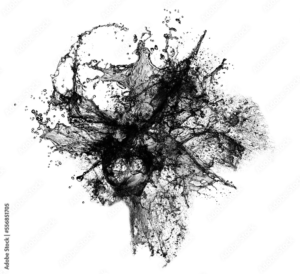 Black water splash isolated on transparent background. Royalty high ...