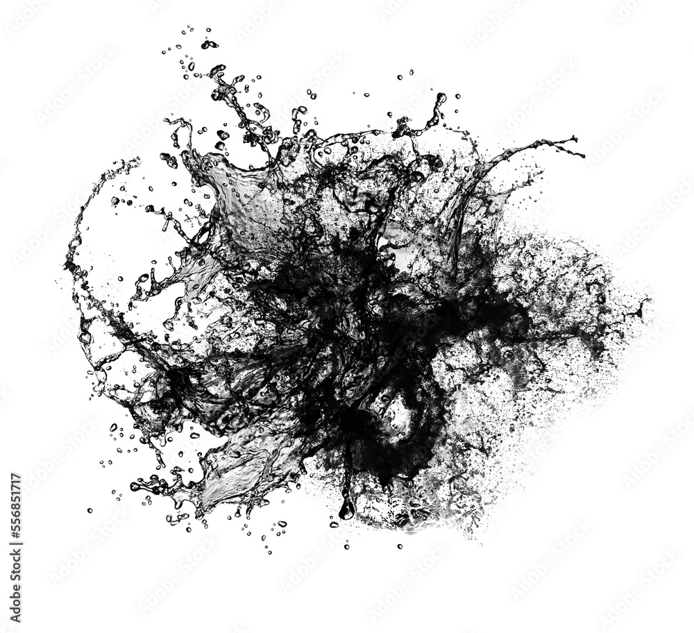 ภาพประกอบสต็อก Black water splash isolated on transparent background ...