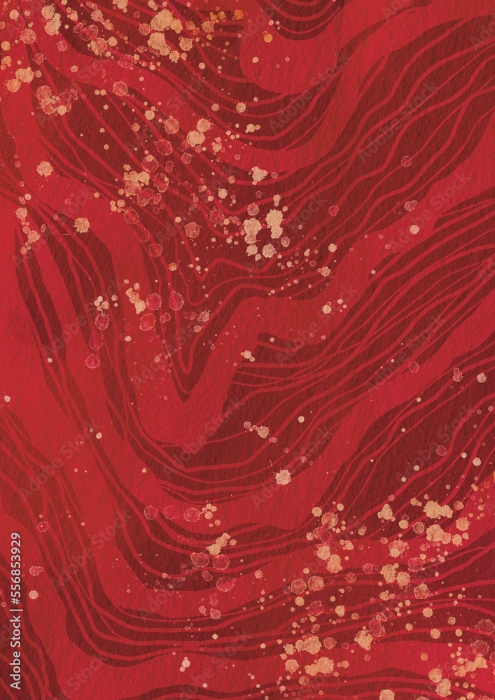 Abstract red wave line background with splash gold color for decoration ...