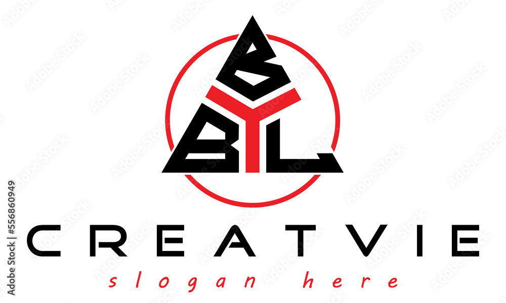 BBL three letter creative triangle shape in circle logo design vector ...