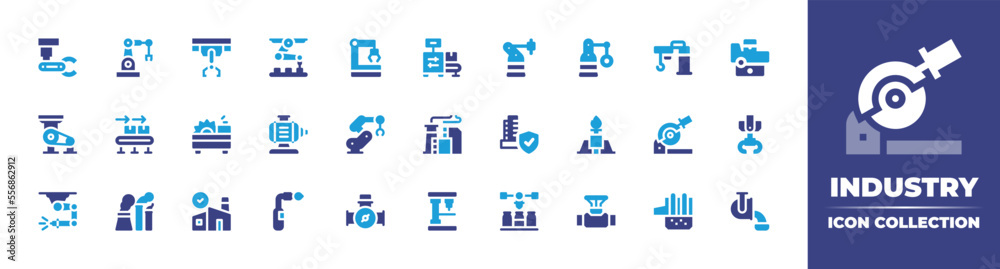 Industry icon collection. Duotone color. Vector illustration ...