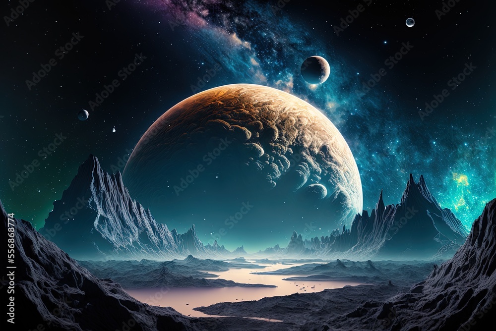 the magical environment of a fantasy space opera planet Earth looming ...