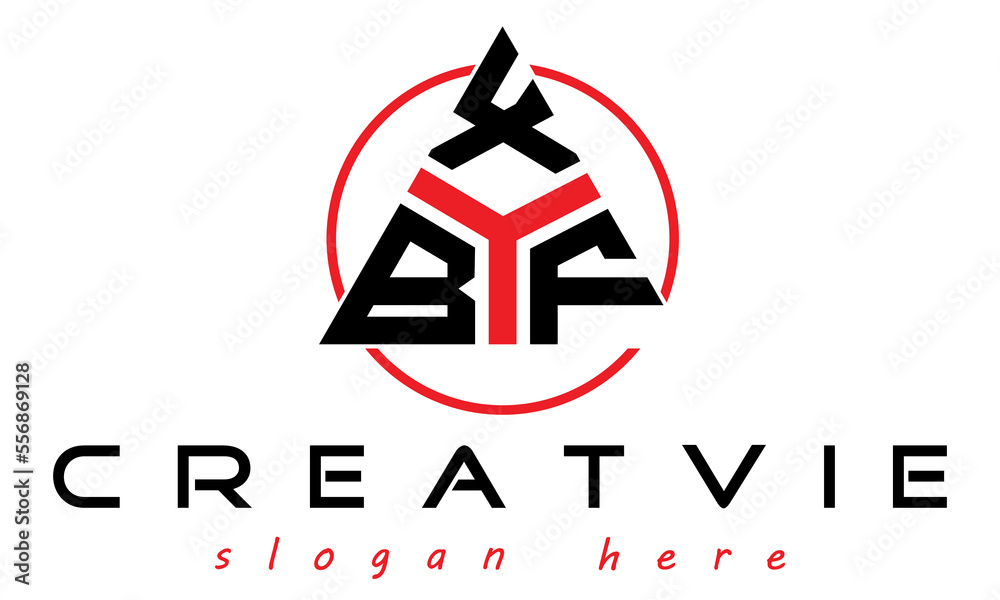 BXF three letter creative triangle shape in circle logo design vector ...