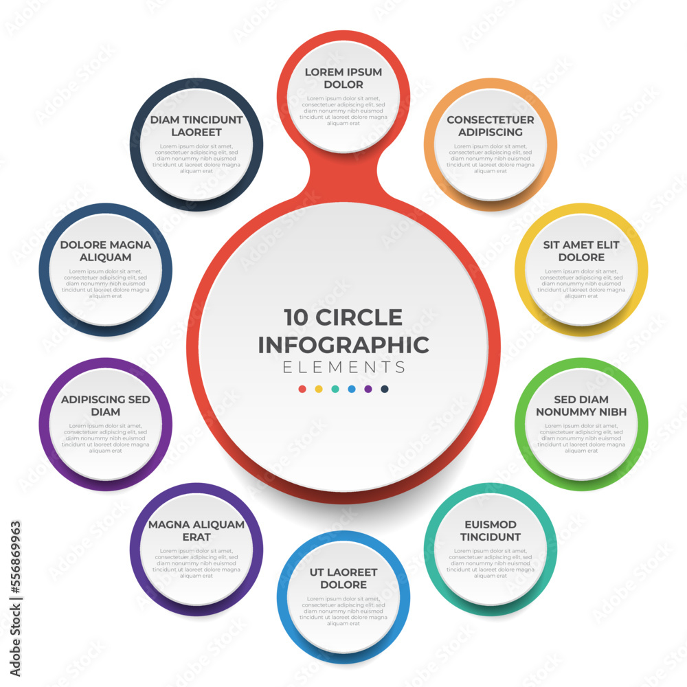 Circular layout diagram with 10 points of steps, sequence, colorful ... Circular layout diagram with 10 points of steps, sequence, colorful ...