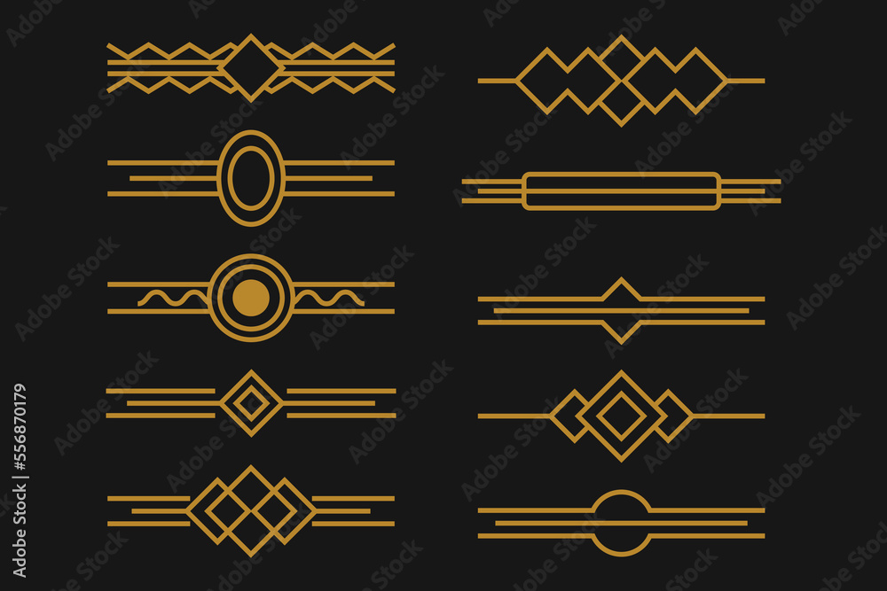 Art deco line border. Modern arabic gold frames, decorative lines ...