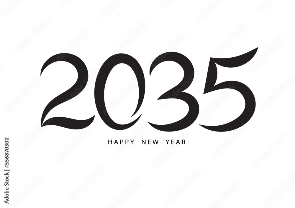 2035 happy new year black color vector, 2035 number design, 2035 year ...