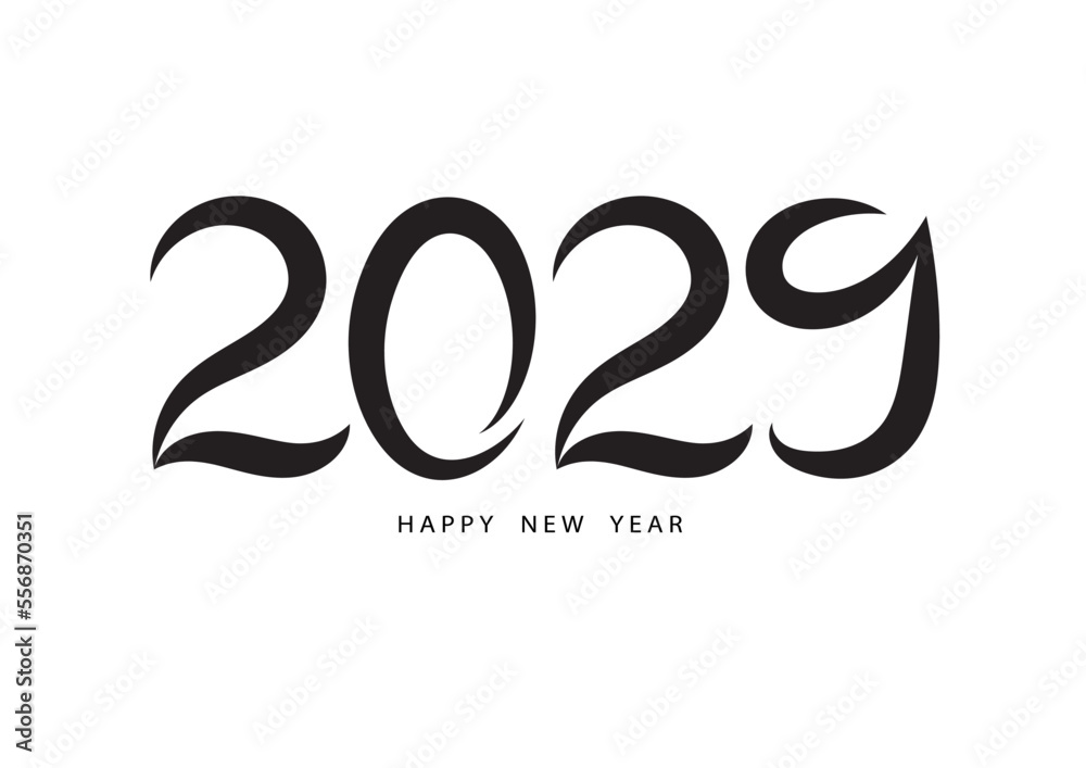 2029 happy new year black color vector, 2029 number design, 2029 year ...