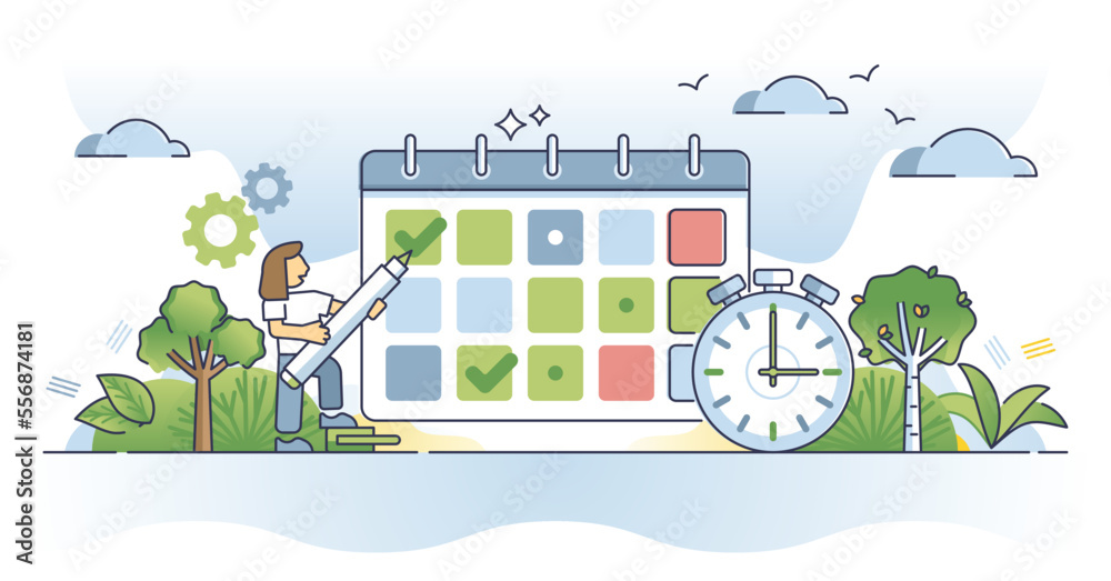 Calendar time schedule with appointment event planning outline concept ...