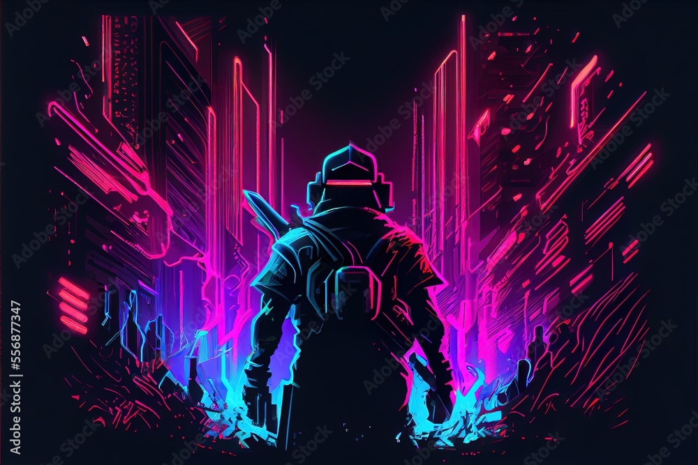 Illustration of gaming background, abstract cyberpunk style of gamer ...