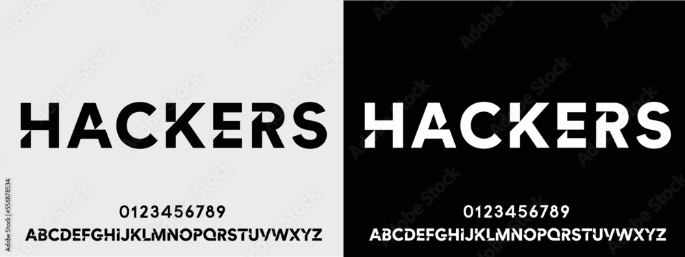 HACKERS Modern Bold Font. Regular Italic Number Typography urban style ...