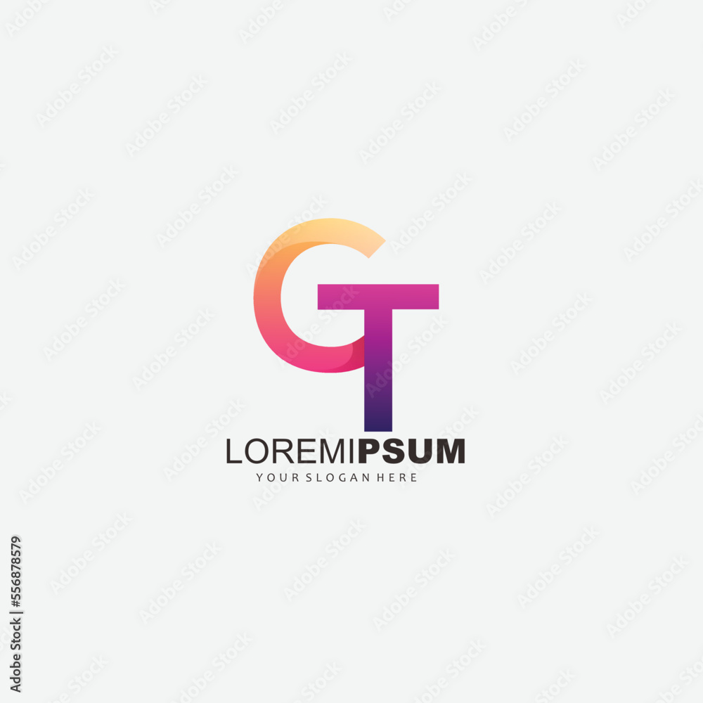 initial gt logo symbol gradient colorful Stock Vector | Adobe Stock