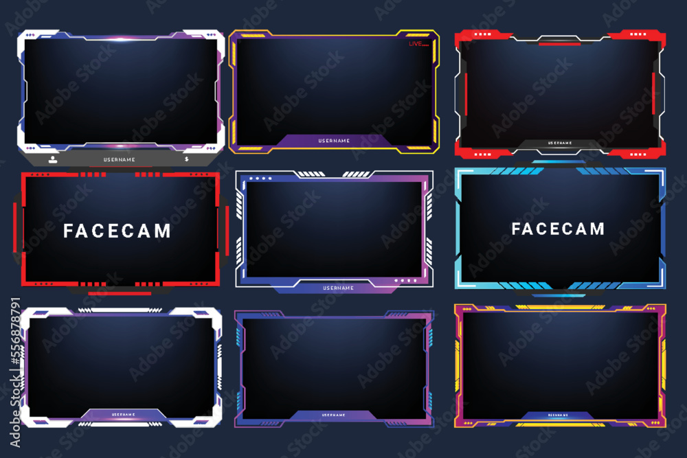 Vetor de Twitch stream overlay package including facecam overlay set ...