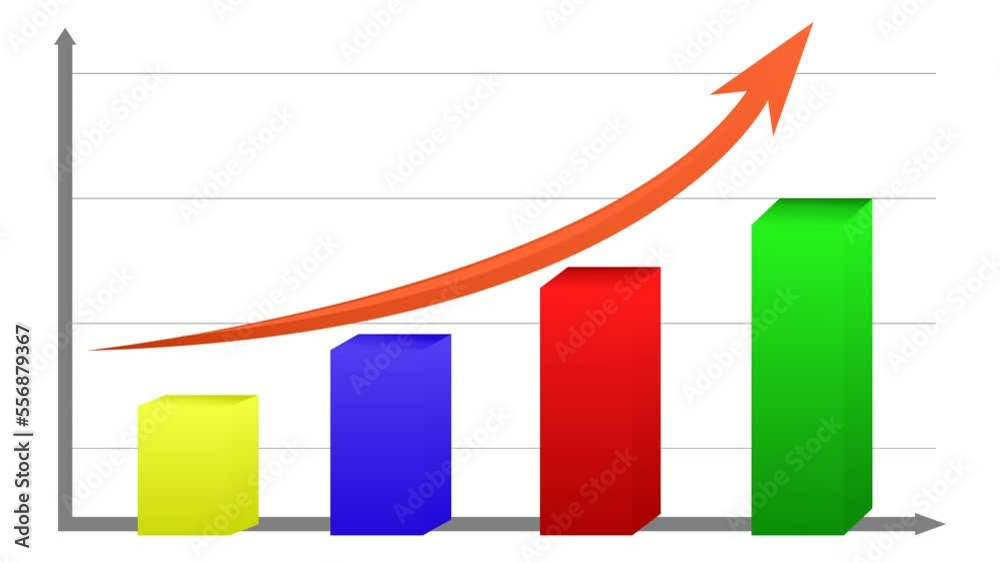 4K Statistics bars columns growth, arrow up. Finance, Business ...