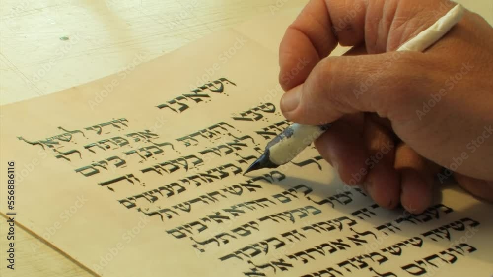 Jewish Sofer writes a Hebrew Passover Haggadah, Close up, 2022 a Jewish ...
