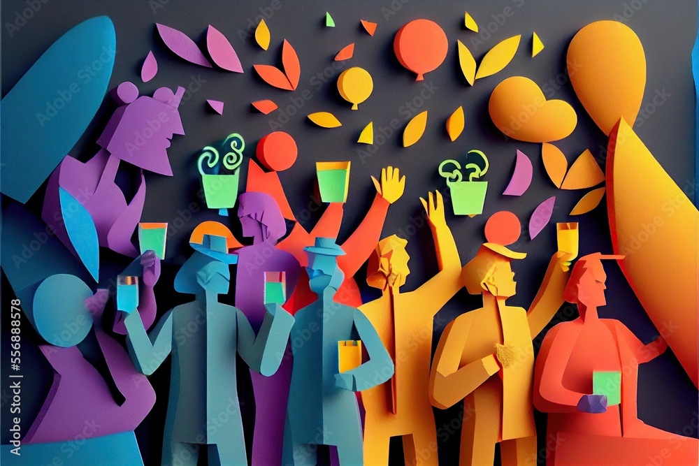 People in New Year's Eve party background, men and women celebrating ...