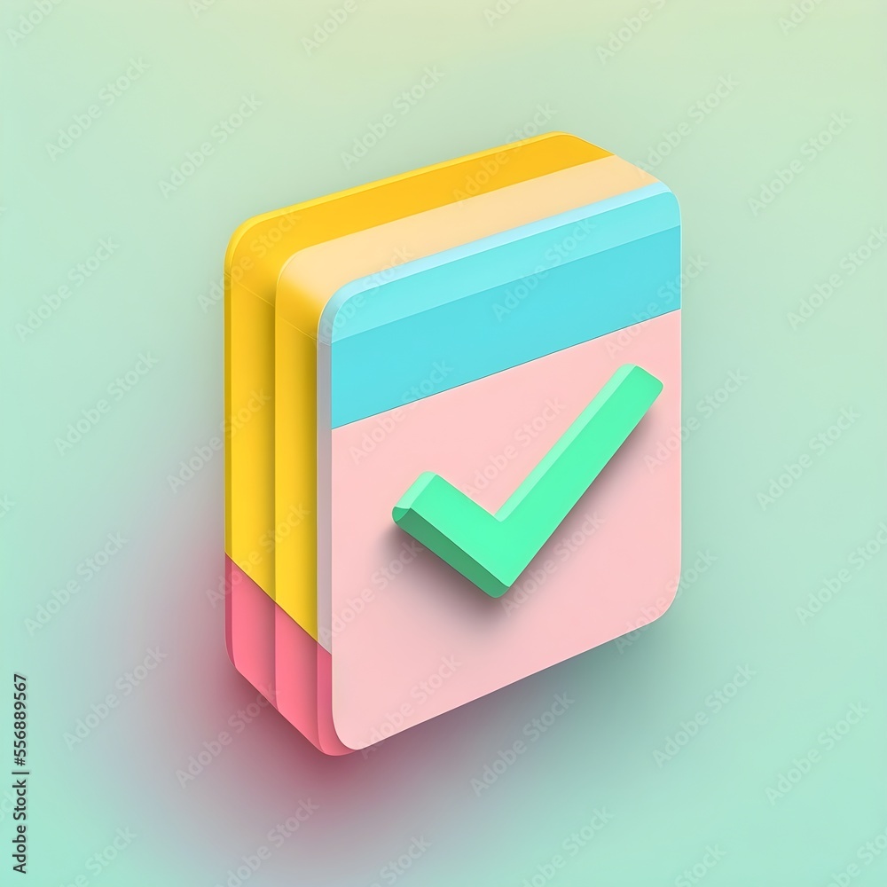 3D File folder icon with a mark, completed successfully. Stock ...