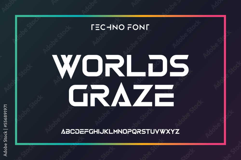 Vettoriale Stock Worlds Graze Modern Bold Font Regular Italic Number