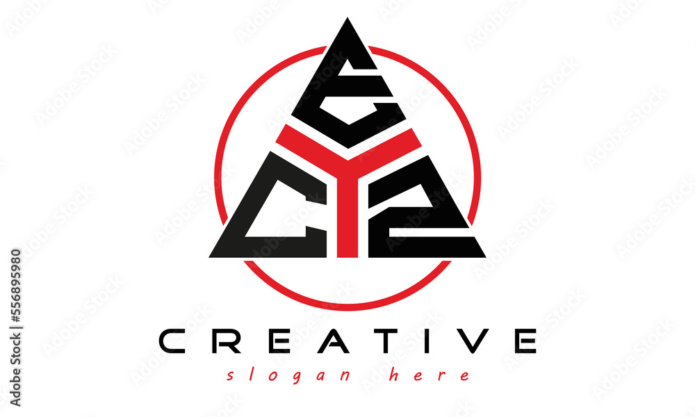 CEZ three letter creative triangle shape in circle logo design vector ...