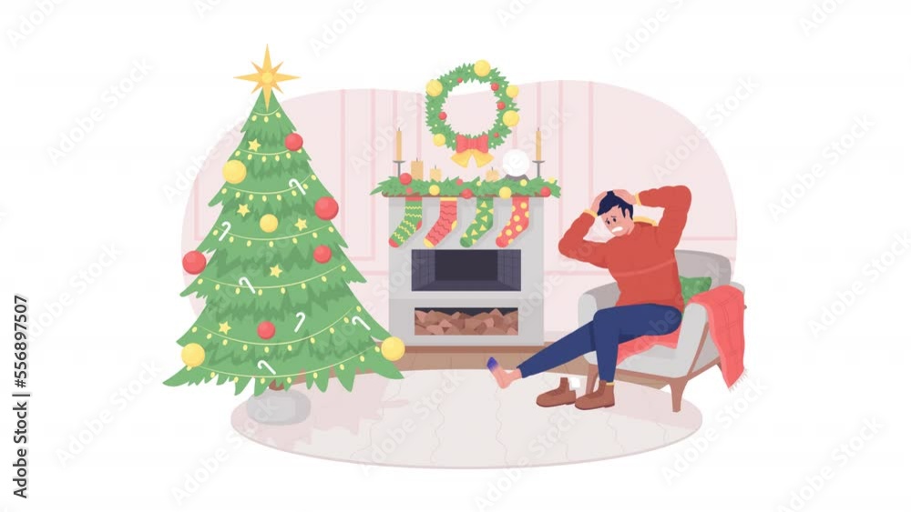 Animated man with frostbite. Looped flat 2D character HD video footage ...