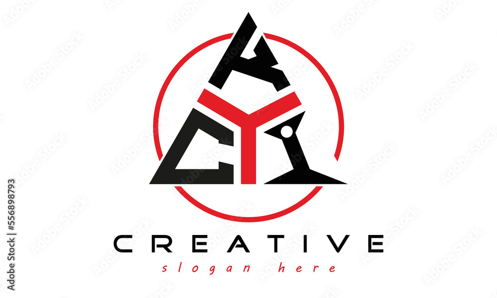 CKI three letter creative triangle shape in circle logo design vector ...