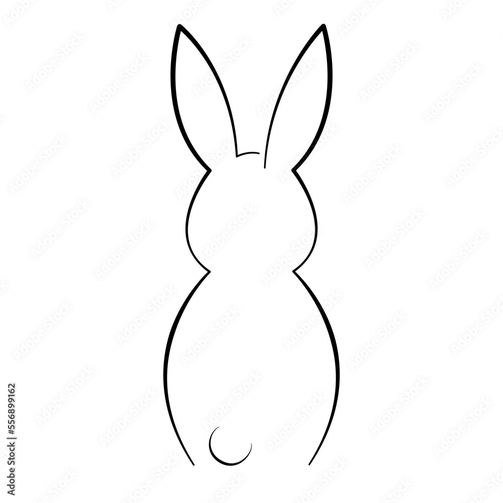 Cute and simple Bunny outline vector Stock Vector | Adobe Stock