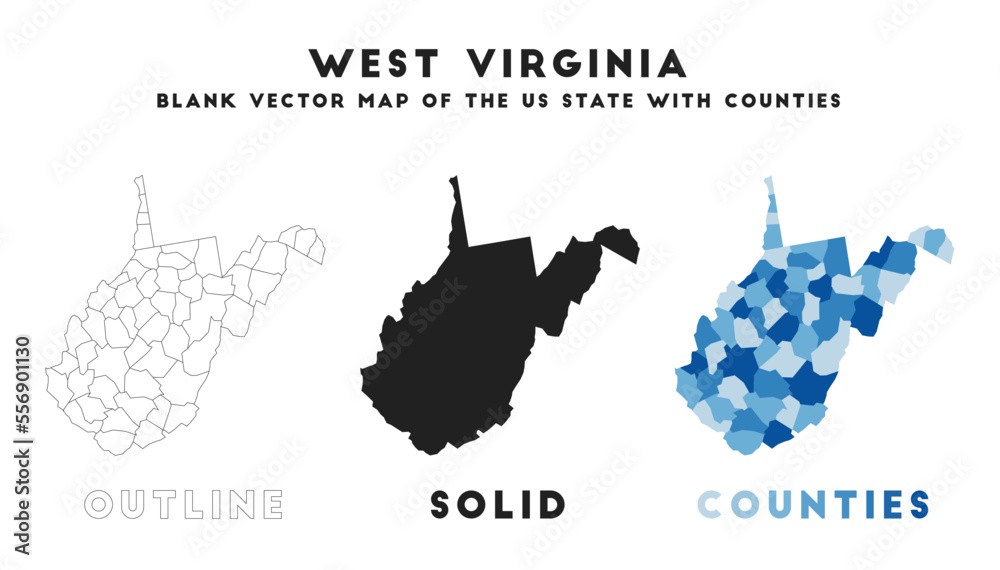 West Virginia map. Borders of West Virginia for your infographic ...