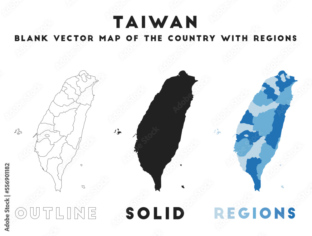 Taiwan map. Borders of Taiwan for your infographic. Vector country ...