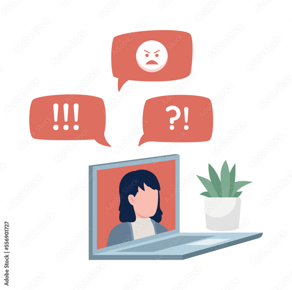 Negative feedback semi flat color vector object. Editable element. Item ...