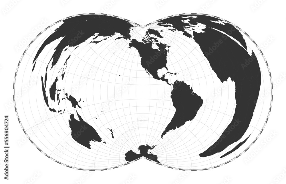 Vector World Map Rectangular War Office Polyconic Projection Plain World Geographical Map