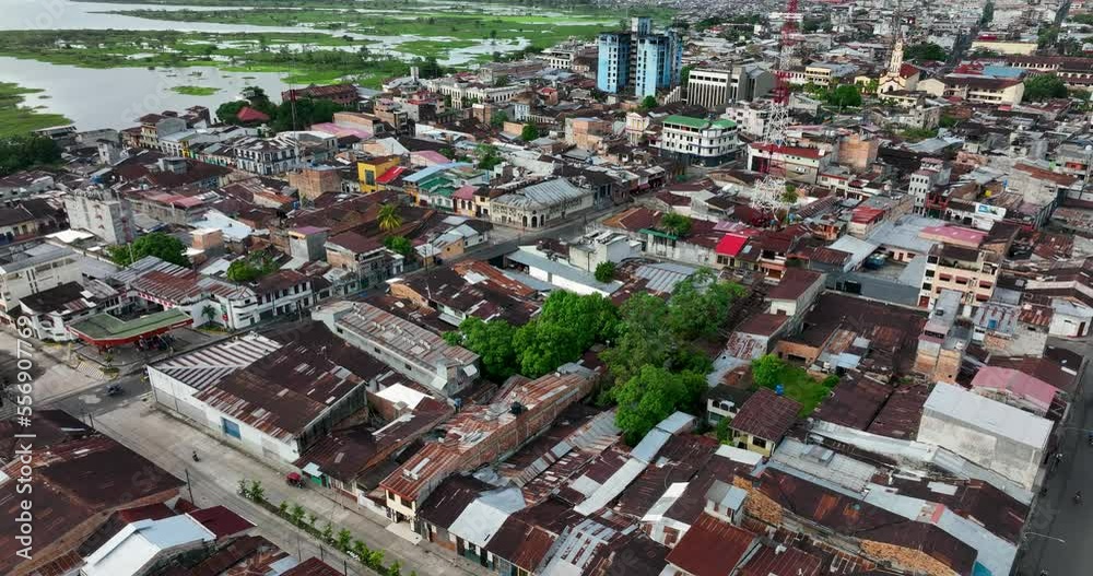 Aerial view of Iquitos, Peru, also known as the Capital of the Peruvian ...